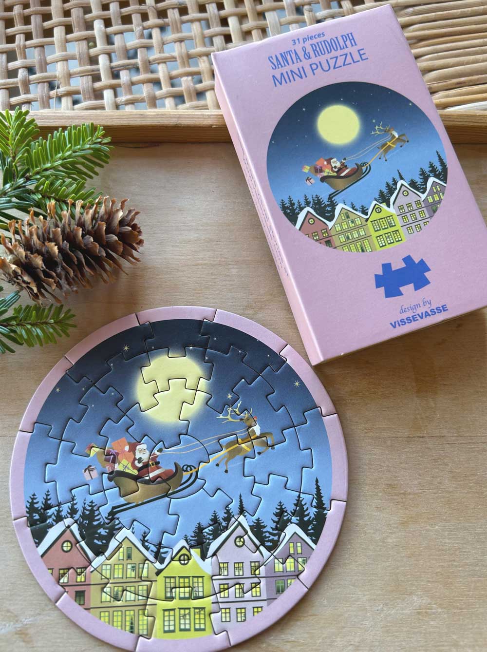 Cute mini puzzle with SANTA & RUDOLPH from ViSSEVASSE