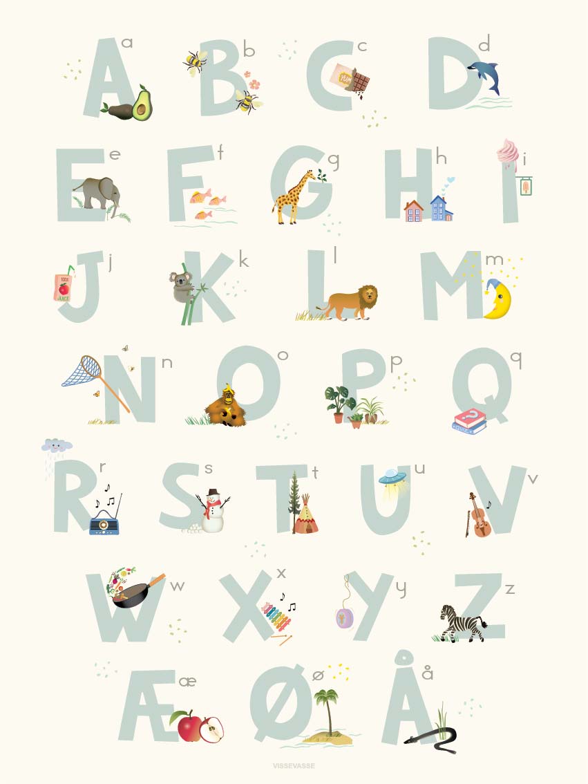ALPHABET blue, Danish - poster