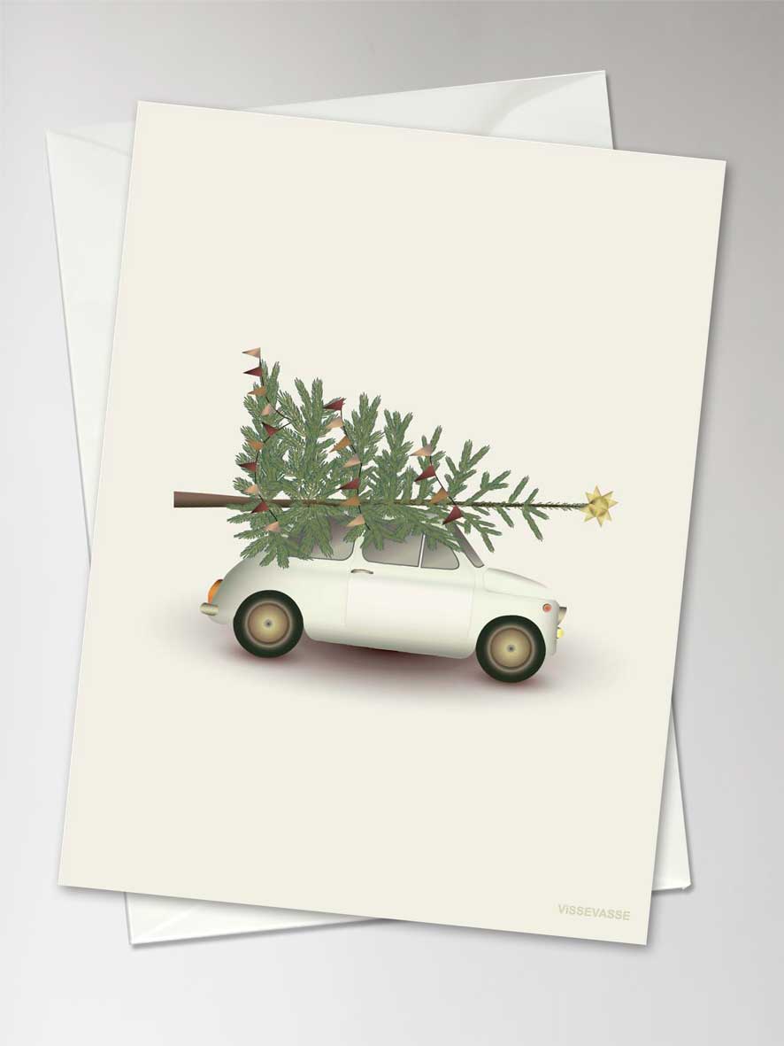 CHRISTMAS TREE & LITTLE CAR card by ViSSEVASSE - buy it here!